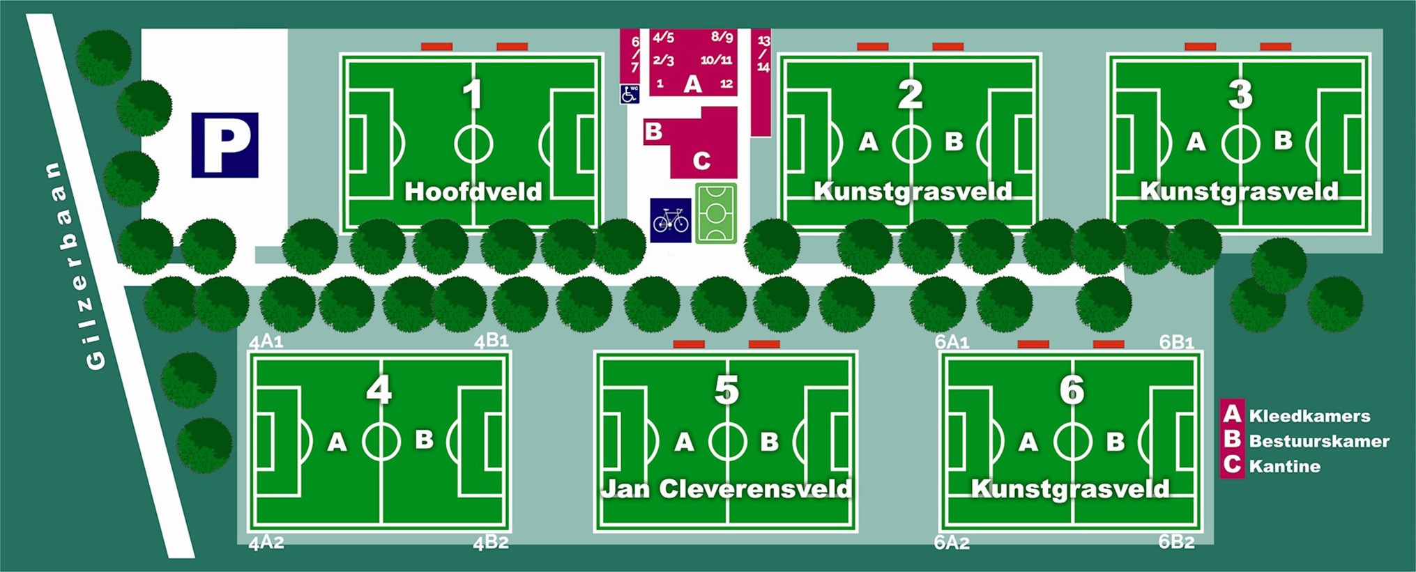 Plattegrond sportpark Westend | RKSV Sarto